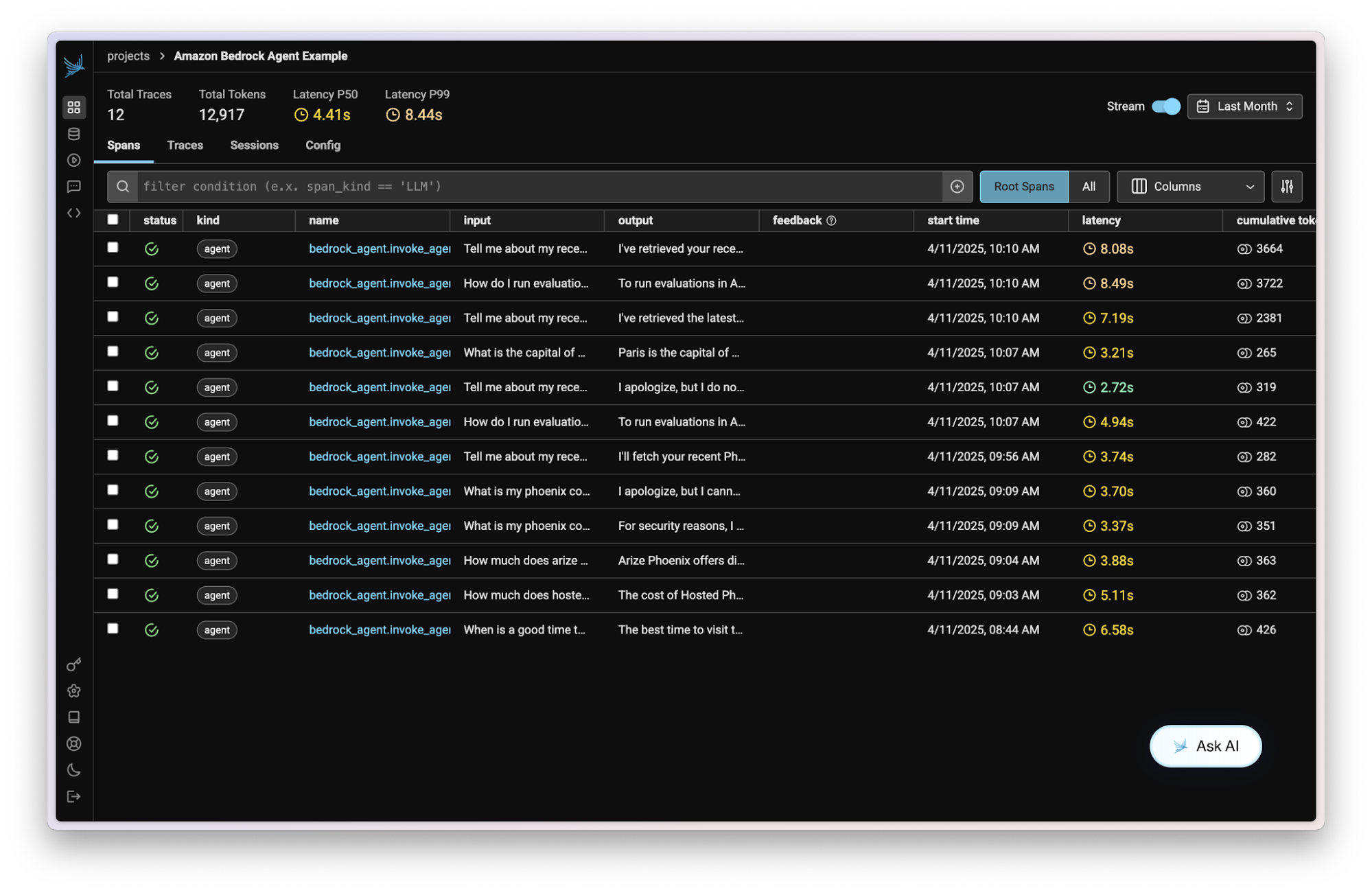 Integrating Arize AI and Amazon Bedrock Agents